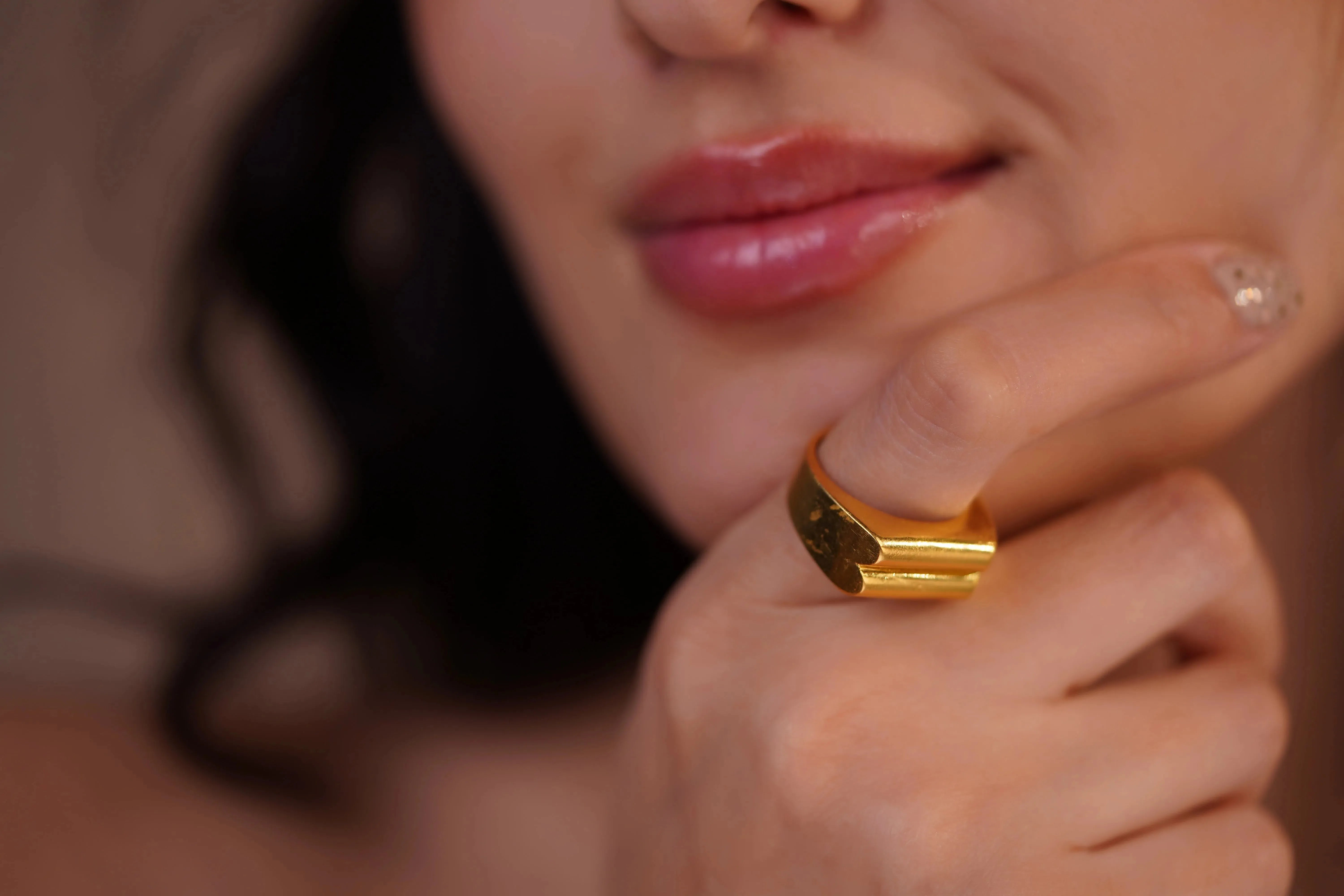 Luxe Flat Top Gold Ring – Diatoms