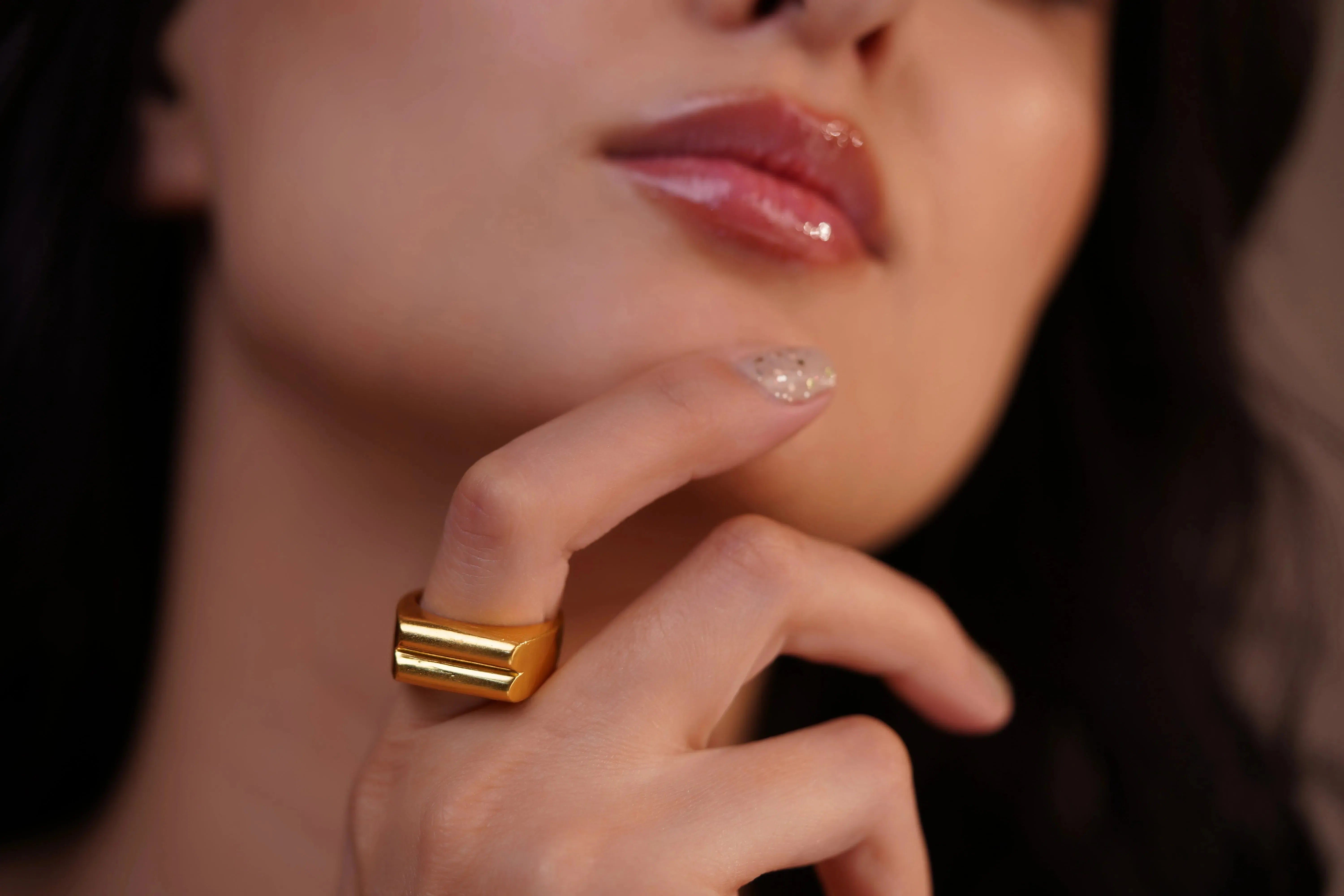 Luxe Flat Top Gold Ring – Diatoms